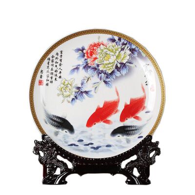 家居现代中式风玄关电视柜装饰盘