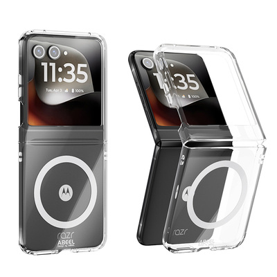 适用Lenovo联想moto摩托罗拉razr70ultra透明磁吸手机壳razr70折叠屏外壳70ulta折叠款motorola小折叠pro配件