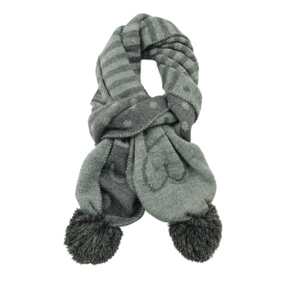 韩系氛围感灰色条纹针织围巾女冬