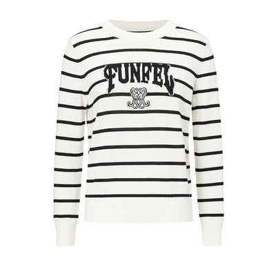 仿佛条纹绵羊毛针织衫女