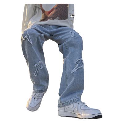 高街牛仔裤男夏季潮牌