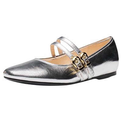 色非银色芭蕾单鞋女2026新款春季法式复古玛丽珍鞋配裙子百搭女鞋