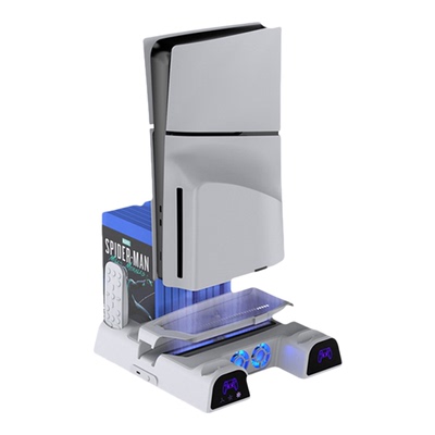 PS5Slim主机多功能散热底座PS5手柄座充+碟片收纳支架TP5-3532B