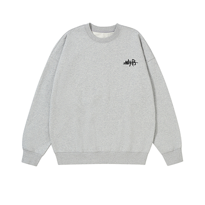 Makemore手写标圆领黑白灰卫衣