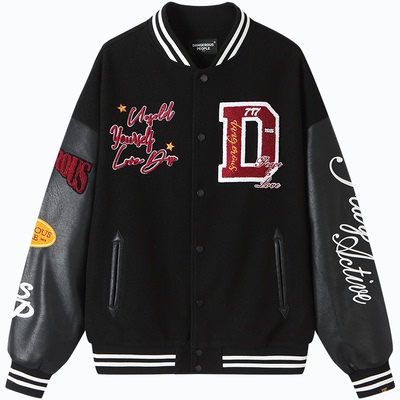 薛之谦dsp撞色刺绣棒球服夹克