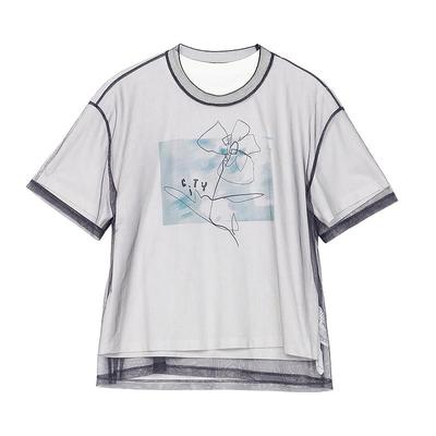 易菲两件套网纱透视感百搭T恤