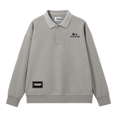 itizzue学院风长袖polo衫加绒卫衣男款冬季休闲2025新款翻领T恤4P