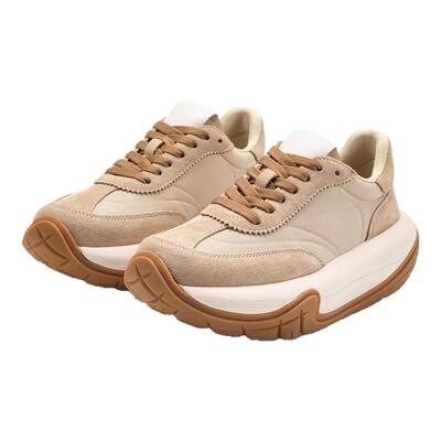 奶茶色春季增高厚底老爹鞋