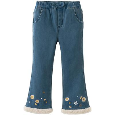 戴维贝拉女童加绒牛仔喇叭裤