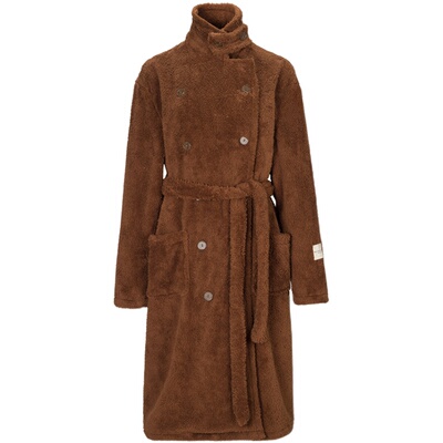 roomance珊瑚绒双排扣可拆卸睡袍