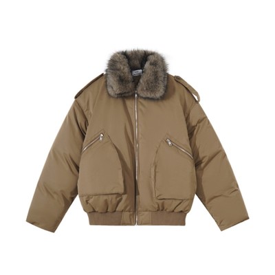 Hualun厚款冬季毛领棉衣