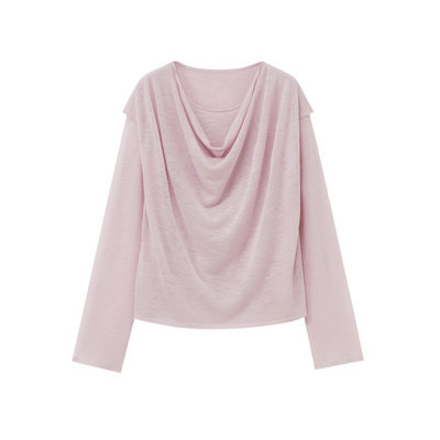 CROWNLESS未冕26春 随性造型感假2件荡领廓形T恤