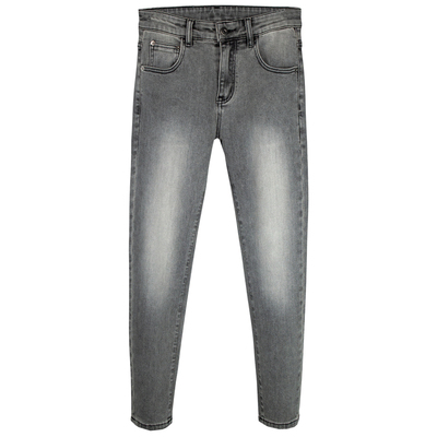 精工水洗出品“九分牛仔裤男士新款潮流耐看滚石灰弹力修身小脚裤