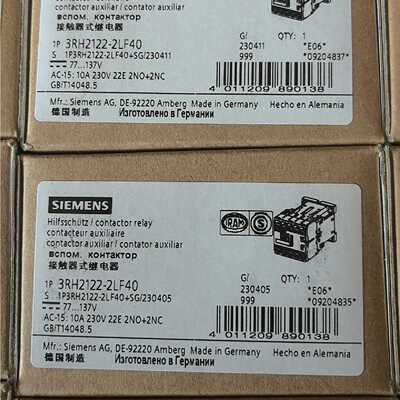 询价下单3RH2122-2LF40 西门子 继电器 可开发票