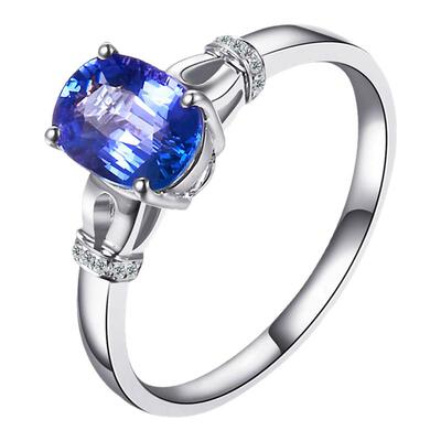 珠宝白金天然坦桑石戒指