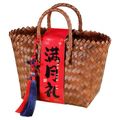 中秋编织手提篮结婚满月生日礼篮