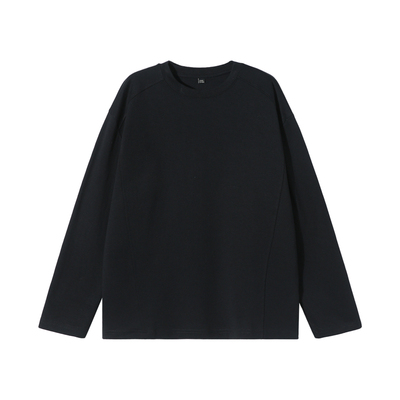 ALLIN 黑色重磅长袖T恤男秋冬宽松百搭打底衫纯色插肩袖内搭上衣