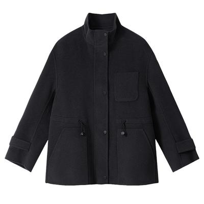 羊毛桑蚕丝混纺毛呢外套商场同款