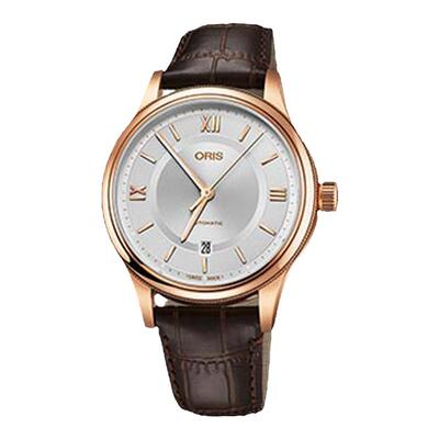 瑞士oris豪利时银盘日历皮带