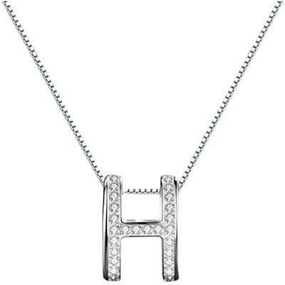 纯银时尚H形满钻项链潮
