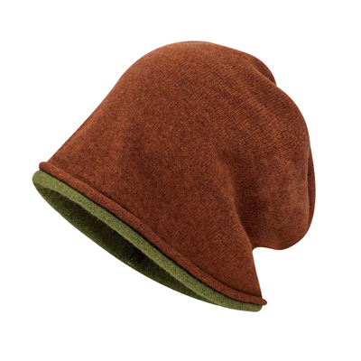 韩国纯羊毛撞色边堆堆帽男女冬季针织毛帽显脸小高级感冷帽大头围