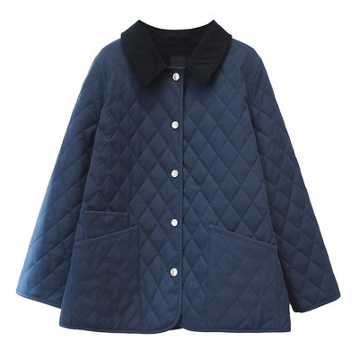 木子理想胖mm大码巴恩翻领棉外套