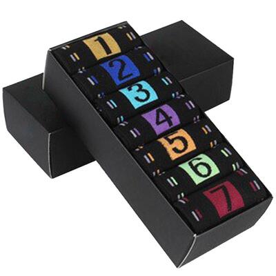 男款袜子星期袜数字一周纯棉袜