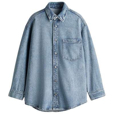 HM女装衬衫春季Feather Soft大廓形牛仔衬衫1260480