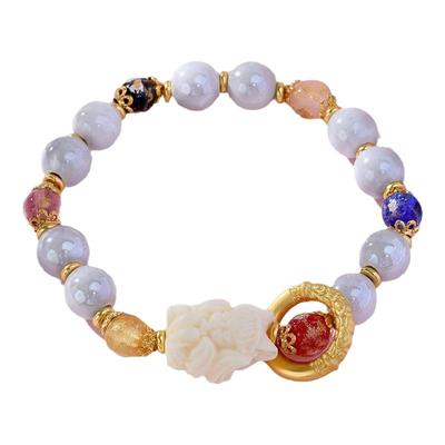 雍和门香灰琉璃手串粉瓷九尾狐