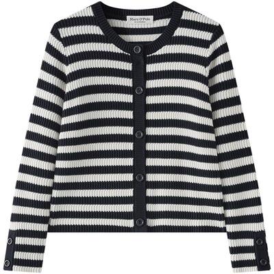 Marc O'Polo/MOP圆领条纹开衫女春秋新款时尚羊毛混纺针织开衫女