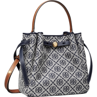 【礼物】TORY BURCH 汤丽柏琦 ROMY T MONOGRAM 斜挎水桶包178016