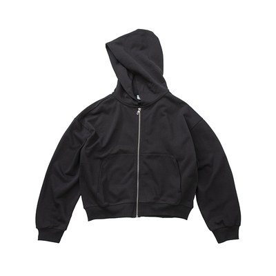 短款boxy纯色简约连帽卫衣