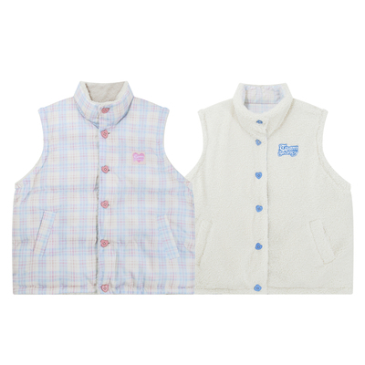 羊羔毛双面穿无袖棉马甲