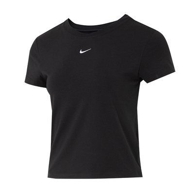 NIKE耐克黑色修身T恤女新款跑步训练透气运动短袖半袖上衣FV5509