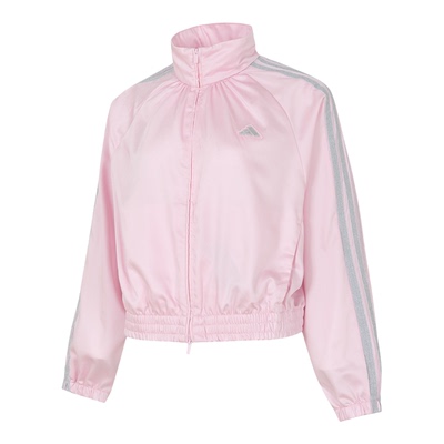 阿迪达斯外套女梭织夹克26新款春季运动服宽松立领跑步防风KS0038