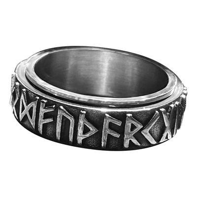 北欧维京符文旋转戒指男钛钢