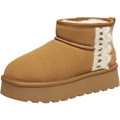 TATA他她雪地靴冬季鞋子2025新款厚底棉靴圆头加绒加厚鞋CWW03DD5