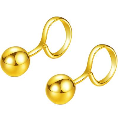 明牌珠宝光面圆珠耳钉