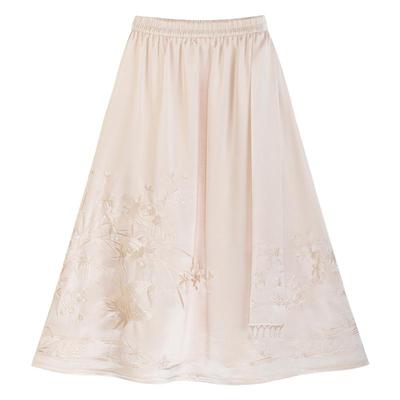 瑶华仙羽丨一城风絮丨春秋绣花醋酸缎复古中式百搭女式日常半身裙