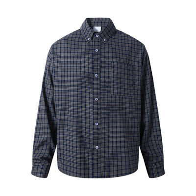 格雷miu系蓝色格子衬衫男女长袖