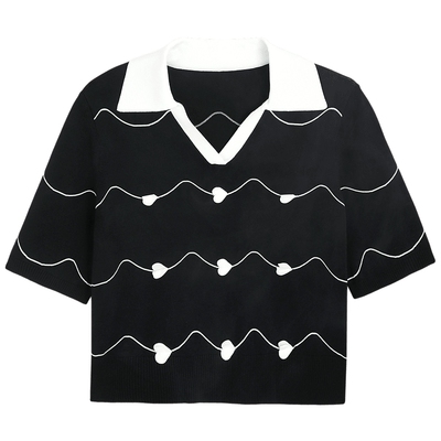 收腰短款撞色弹力套衫MSLAN