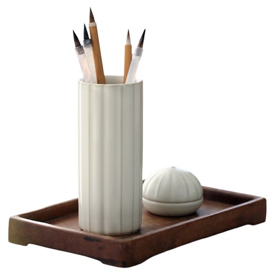 葵口笔筒文房四宝摆件收纳桶