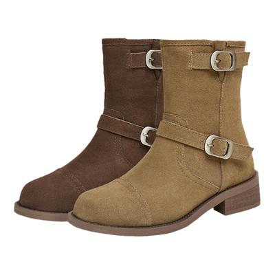 百思图冬季商场新款复古西部牛仔靴粗跟厚底堆堆靴女A7272DZ4