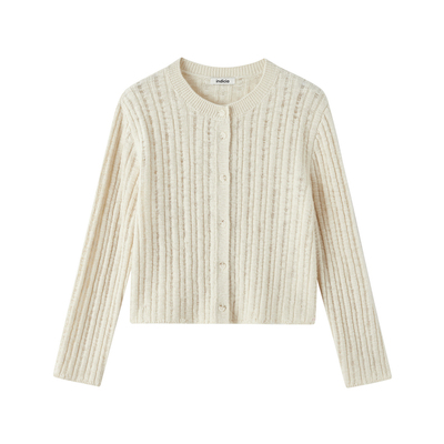 indicia标记商场同款25春新款简约百搭绵羊毛针织开衫 F2A5KS058N