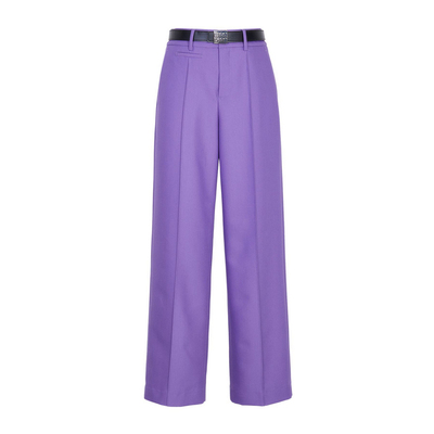 婉甸罗兰紫休闲阔腿裤