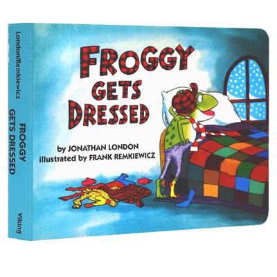 进口英文原版 Froggy let's Gets Dressed 青蛙弗洛格穿衣服 幼儿童英语启蒙故事纸板书行为认知好习惯养成亲子阅读绘本吴敏兰书单