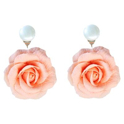原创玫瑰花珍珠耳饰耳环