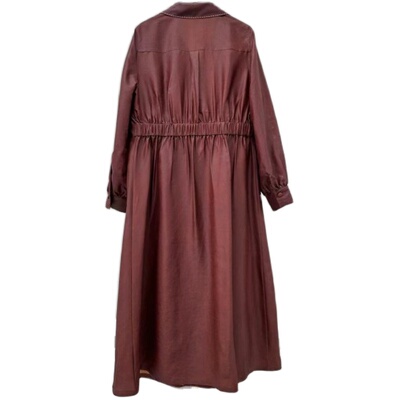 【100%桑蚕丝手工明线老料龟纹风衣】香云纱油皮老料风衣dz058