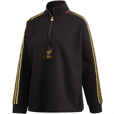 三叶草女子半拉链加绒卫衣