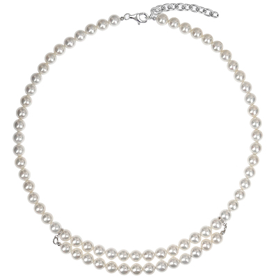 双层天然珍珠项链嘻哈复古锁骨链